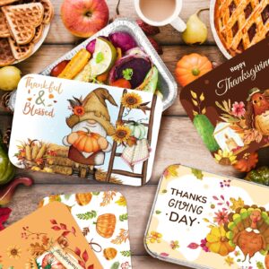 36 Pcs Thanksgiving Foil Containers with Lid Covers, Fall Autumn Harvest Theme Disposable Aluminum Foil, Baking Pan Cake Pan Food Foil Pans for Thanksgiving Party Supplies Fall Leftovers & To-Go Meals