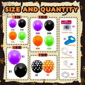 Halloween Foil Balloons Set, 5/10/12/18 Inches Full Set Halloween Balloons Decoration Spider Web Banner Black Purple Orange Green Pumpkin Ghost Bat Balloons for Halloween Home Decor