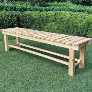 lspyyds outdoor garden bench, 2-person wood patio bench weatherproof outdoor backless bench, anti-corrosion and anti-rust garden benches for garden lawn porch park backyard (natural,47.25''/120cm)