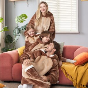 Giggling Getup Sloth Wearable Blanket Hoodie - Oversized Soft Sherpa Fleece Hooded Blanket - Warm Cozy Plush Flannel Blanket Sweatshirt Gifts - with Giant Pocket and Sleeves for Kids Girls Boys