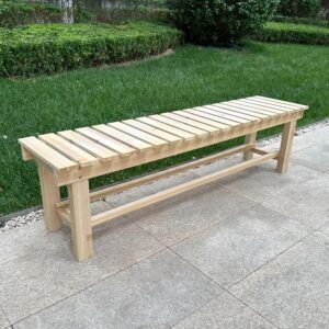 LSPYYDS Outdoor Garden Bench, 2-Person Wood Patio Bench Weatherproof Outdoor Backless Bench, Anti-Corrosion and Anti-Rust Garden Benches for Garden Lawn Porch Park Backyard (Natural,47.25''/120cm)