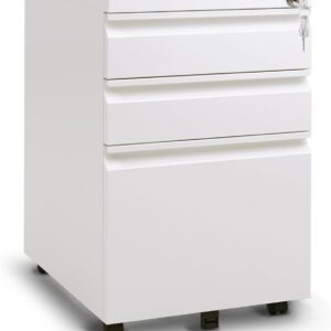 Daokesecr Filing Cabinets for Home Office, 3 Drawer File Cabinet with Lock, Under Desk Home Office Cabinet, Locking File Cabinet for A4/Letter/Legal, Fully Assembled Expect Casters, Matte White