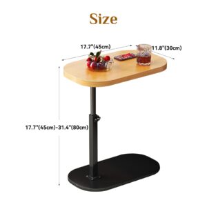 C Shaped Side Table,Adjustable Height C Table End Table for Couch,360°Swivel Couch Side Tables Slide Laptop Desk for Sofa/Bed/Bathtub/Rotating Tabletop (Log)