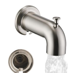 LOCALAND Extra Long Tub Spout with Diverter, Fits for 1/2" IPS Threads,Brushed Nickel