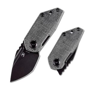 kansept rio mini pocket folding knives edc camping folding knife 1.56'' black stonewashed m390 blade pocket edc knife with black micarta handle everyday carry k3044a3