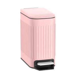 cesun small pink trash can for bathroom, 1.6 gallon stainless steel garbage can with lid, step pedal, cute wastebasket for bathroom, office, bedroom, rv, pink