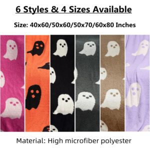 Halloween Ghost Throw Blanket, Ghost Pattern Blanket, Microfiber Ghost Flannel Blanket, Soft Cozy Plush Spooky Halloween Blanket for Bed Sofa Couch Home Decor (Black, 50" x 60")