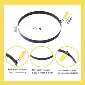 Extra Large 10 Inch Omelette Ring for Griddle, Stainless Steel 10" Griddle Omelet Rings,Non-Stick Pancake Round Creps Ring Omelet Pancake Ring Crumpet Ring with Silicone Handle Accessorries (1 Pack)