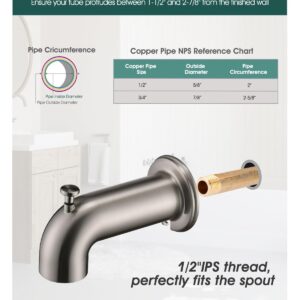 LOCALAND Extra Long Tub Spout with Diverter, Fits for 1/2" IPS Threads,Brushed Nickel