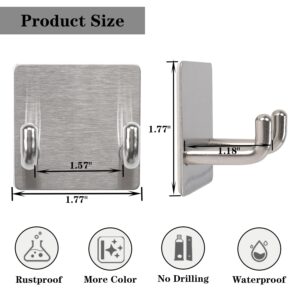 Vanloory Razor Holder, Self Adhesive Towel Hooks for Bathroom, 4 Pack Stainless Steel Sticky Shower Razor Hook Waterproof Shaver Hanger Double Wall Hooks for Hanging Plug Loofah Robe(Brushed Nickel)