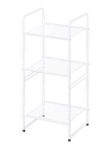 georis 3-tier mesh shelving unit outdoor indoor waterproof, stackable metal plant shelf stand, 17.7-inch width laundry display storage rack, white