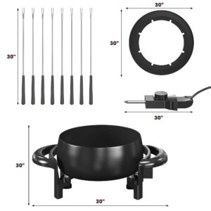 Sunvivi Electric Fondue Pot Set for Cheese & Chocolate,Temperature Control, 8-Color Coded Forks, for Cheese, Chocolate, Hot Oil, Broth, 3 Quarts