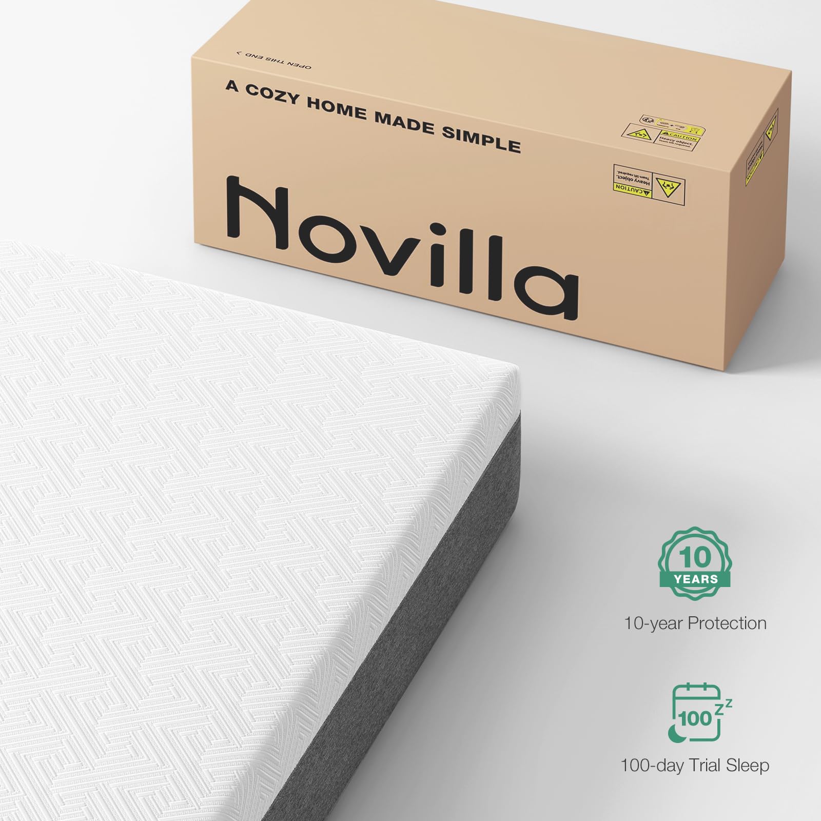 Novilla Queen Mattress 12 Inch Gel Memory Foam Queen Size Mattress in a Box for Pressure Relief & Cool Night Sleep Soft Queen Mattress in a Box Bliss