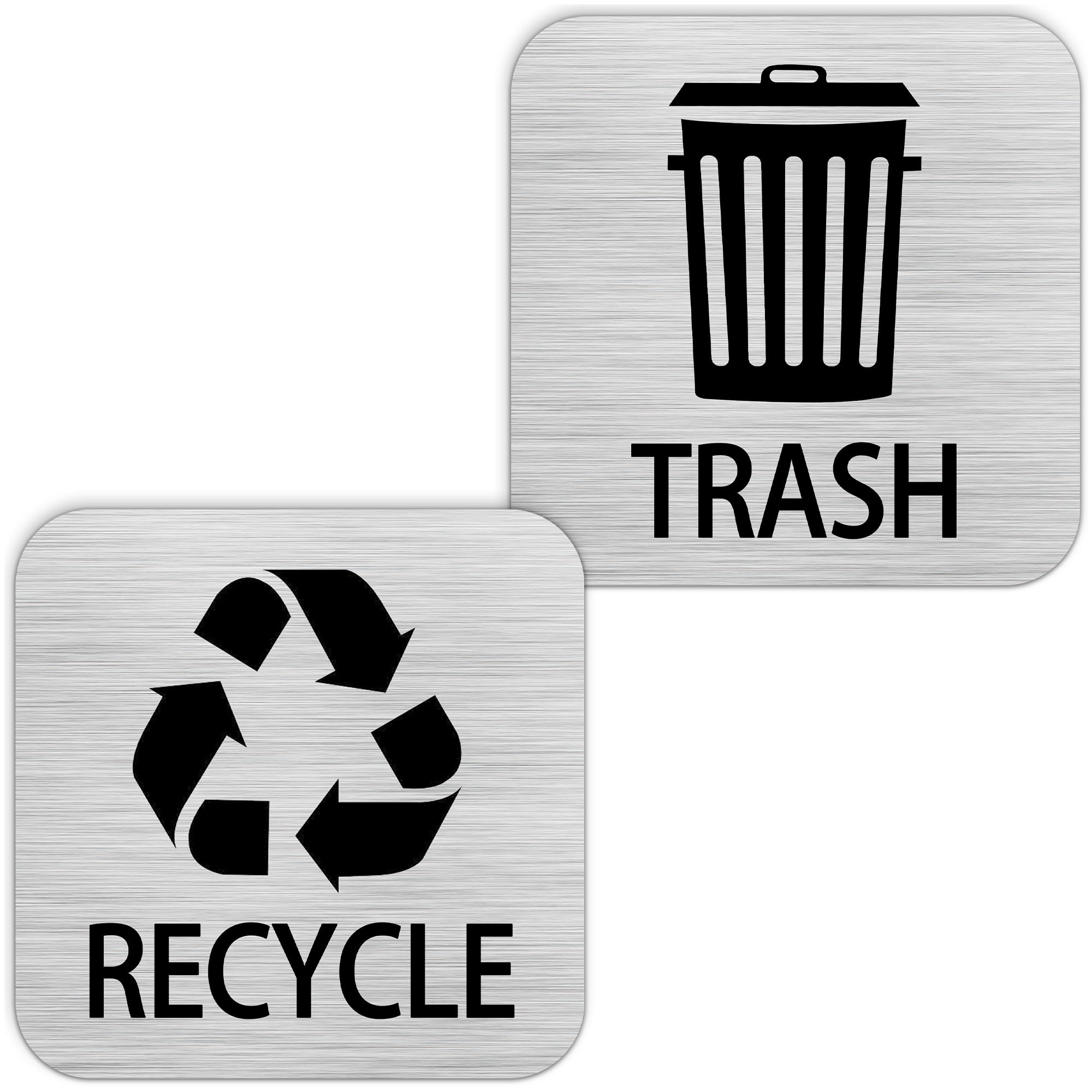 Recycle and Trash Magnets Sticker for Recycling Bins and Kitchen Trash Cans, 2 Magnetic Sticker Adhesives for Trash Cans, Garbage Containers, Outdoor Waste Bin