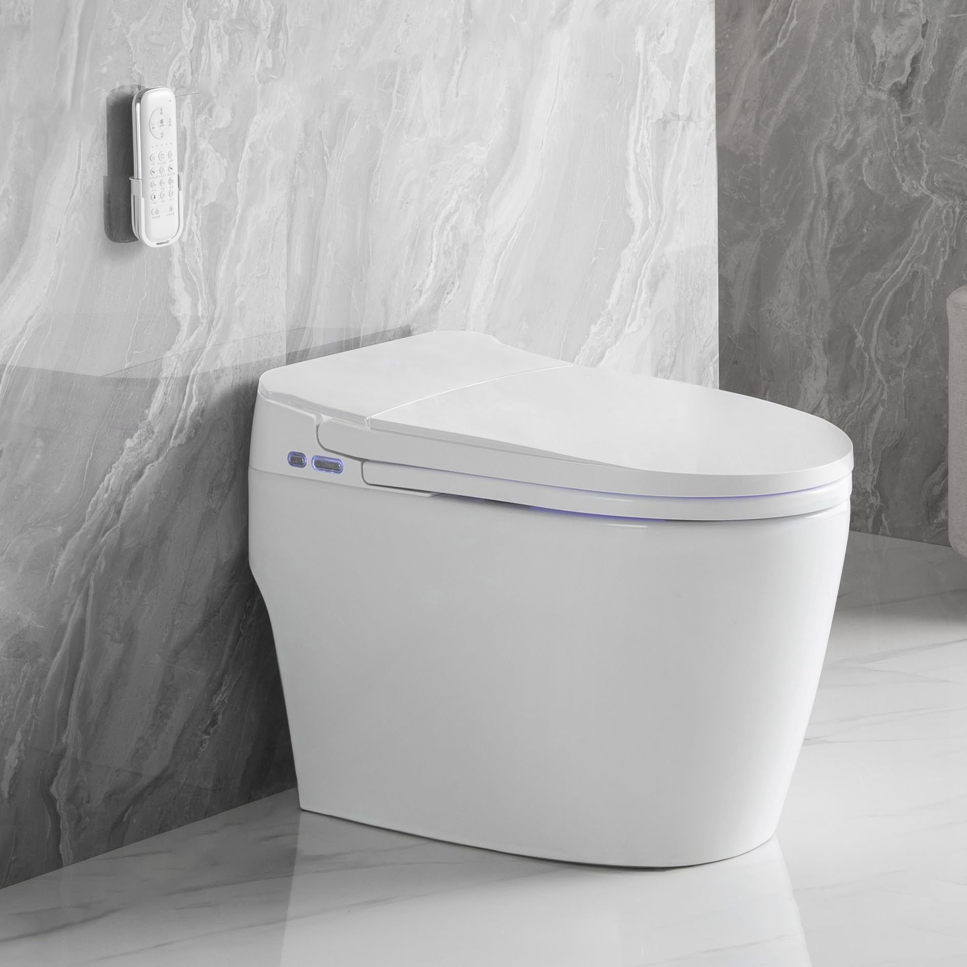 WinZo Luxury Smart Toilet with Bidet Built In, Intelligent Toilet with Heated Seat, Elongated One Piece Toilet with Auto Flush, Instant Warm Water & Dryer, Night Light, White