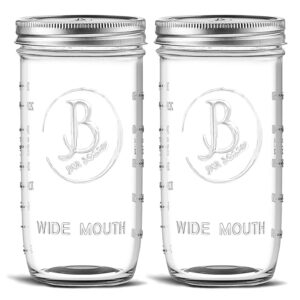 wide mouth mason jars 24 oz - (2 pack) - clear glass pint and a half mason jars with airtight lids and bands. for storage, canning, fermenting, cold brew coffee, freezing, microwave & dishwasher safe