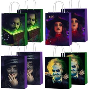 16pcs horror beetleju halloween party decorations paper bags double-side halloween goodie bags horror theme halloween party paper bags decor with 4 different style scary halloween party supplies