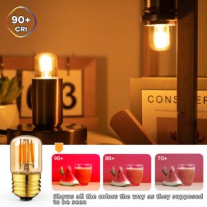 Grensk 25 Watt Light Bulbs E26 Low Watt Light Bulbs 3W,Dimmable Amber Tube Small Night Light Edsion Bulbs,Warm White 2200k, Flicker-Free,110V,Glass,4Pcs