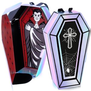 homezzo 16 pcs coffin treat boxes, holographic halloween vampire party supplies,dracula bloody gothic halloween candy boxes for horror movie party trick or treat