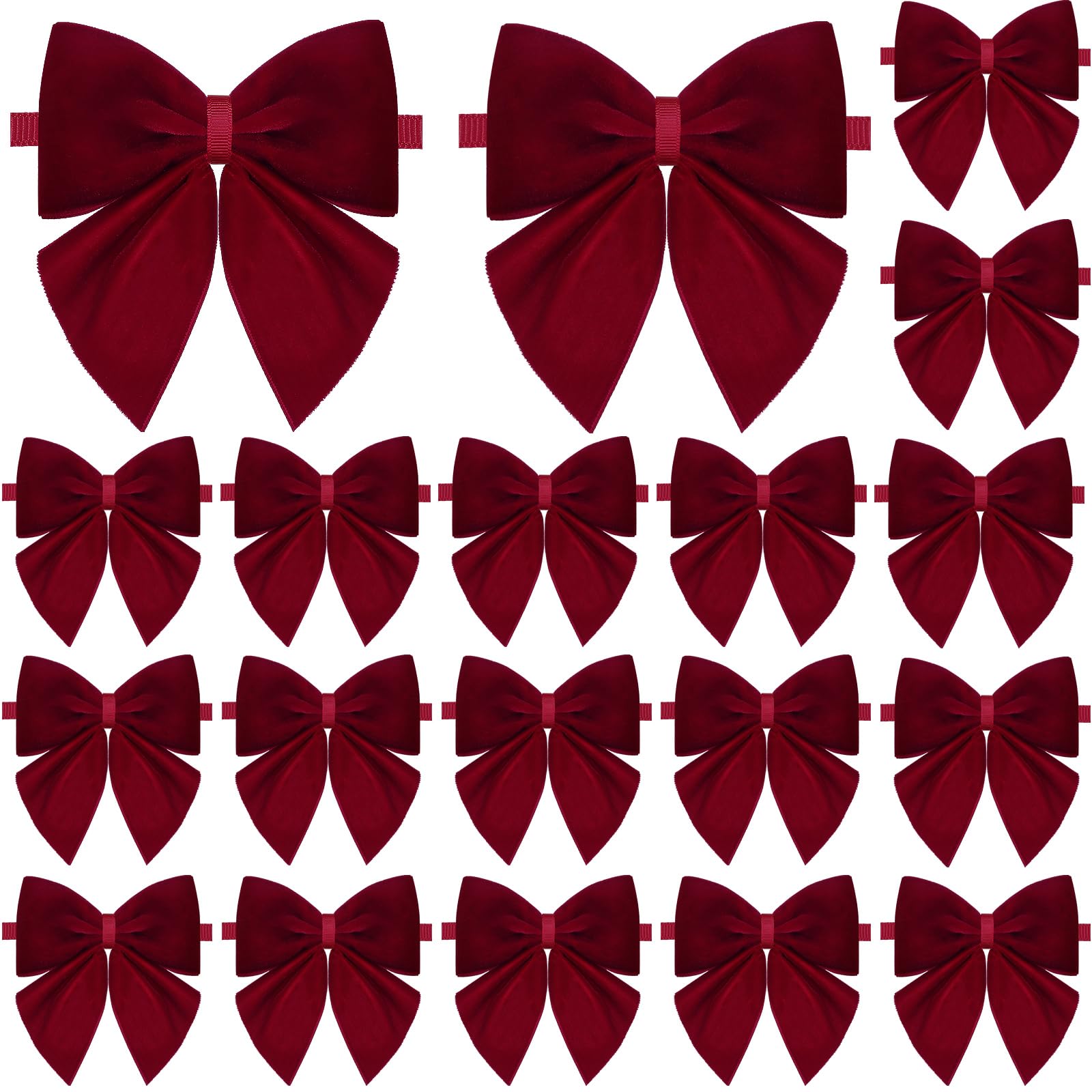 Cinnvoice 48 Pcs Mini Velvet Christmas Bow with Clips for Christmas Tree Gift Wrapping 4 inch Vintage Velvet Ribbon Bows Christmas Napkin Rings Hair Bows for Wreath DIY Crafts Supplies(Red Wine)