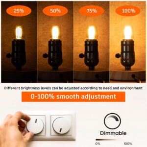 Grensk 25 Watt Light Bulbs E26 Low Watt Light Bulbs 3W,Dimmable Amber Tube Small Night Light Edsion Bulbs,Warm White 2200k, Flicker-Free,110V,Glass,4Pcs