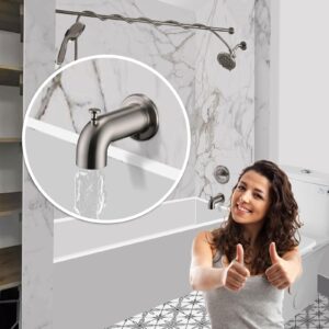 LOCALAND Extra Long Tub Spout with Diverter, Fits for 1/2" IPS Threads,Brushed Nickel