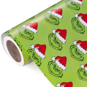 wrapaholic funny christmas wrapping paper roll - mini roll - 17 inch x 33 feet - green christmas design, perfect for winter holiday, birthday, party