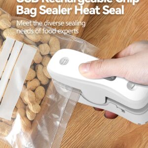 Mini Bag Sealer, Rechargeable Bag Sealer 2-in-1 Bag Sealer and Cutter Easy-use Snack Sealer with Magnet Portable Bag Resealer USB Mini Sealer for Chip Bag Plastic Bag Storage Freshness