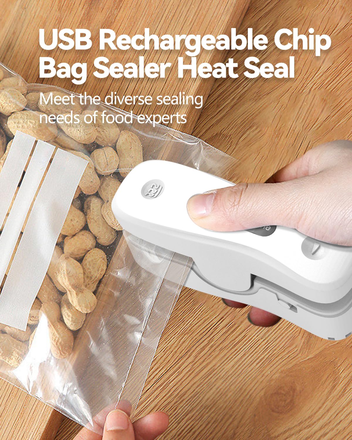 Mini Bag Sealer, Rechargeable Bag Sealer 2-in-1 Bag Sealer and Cutter Easy-use Snack Sealer with Magnet Portable Bag Resealer USB Mini Sealer for Chip Bag Plastic Bag Storage Freshness