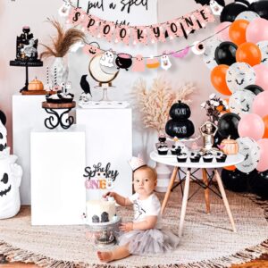 Girl Halloween 1st Birthday Party Decor Halloween Spooky One Banner Cute Ghost Cake Topper Balloon for Halloween Theme Little Boo First Birthday Happy Boo Day Baby Shower The Spooky One Party Supplies