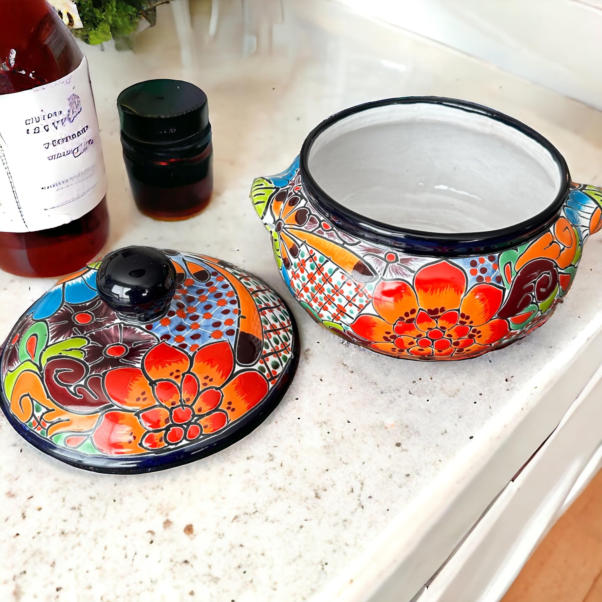 Talavera Bean Pot, Soup Pot - Hand-Painted Mexican Pottery, Decorative and Functional, Handmade in Mexico