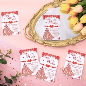 Wenqik 25 Sets Quinceanera Party Favors for Guests Recuerdos Para 15 Años Red Butterfly Wish Bracelets with Thank You Card and Organza Bag Quinceanera Gifts Mis Xv Años Birthday Party Favors