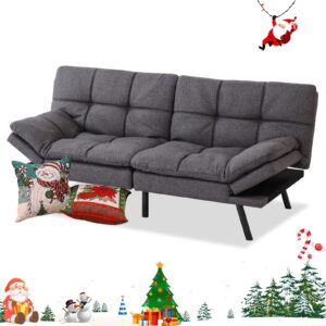 muuegm futon sofa bed couch modern linen fabric futon convertible sofa bed memory foam futon couch bed sofa couch loveseat sleeper sofa for compact living spaces,71'' x33''x31.5'',dark gray.