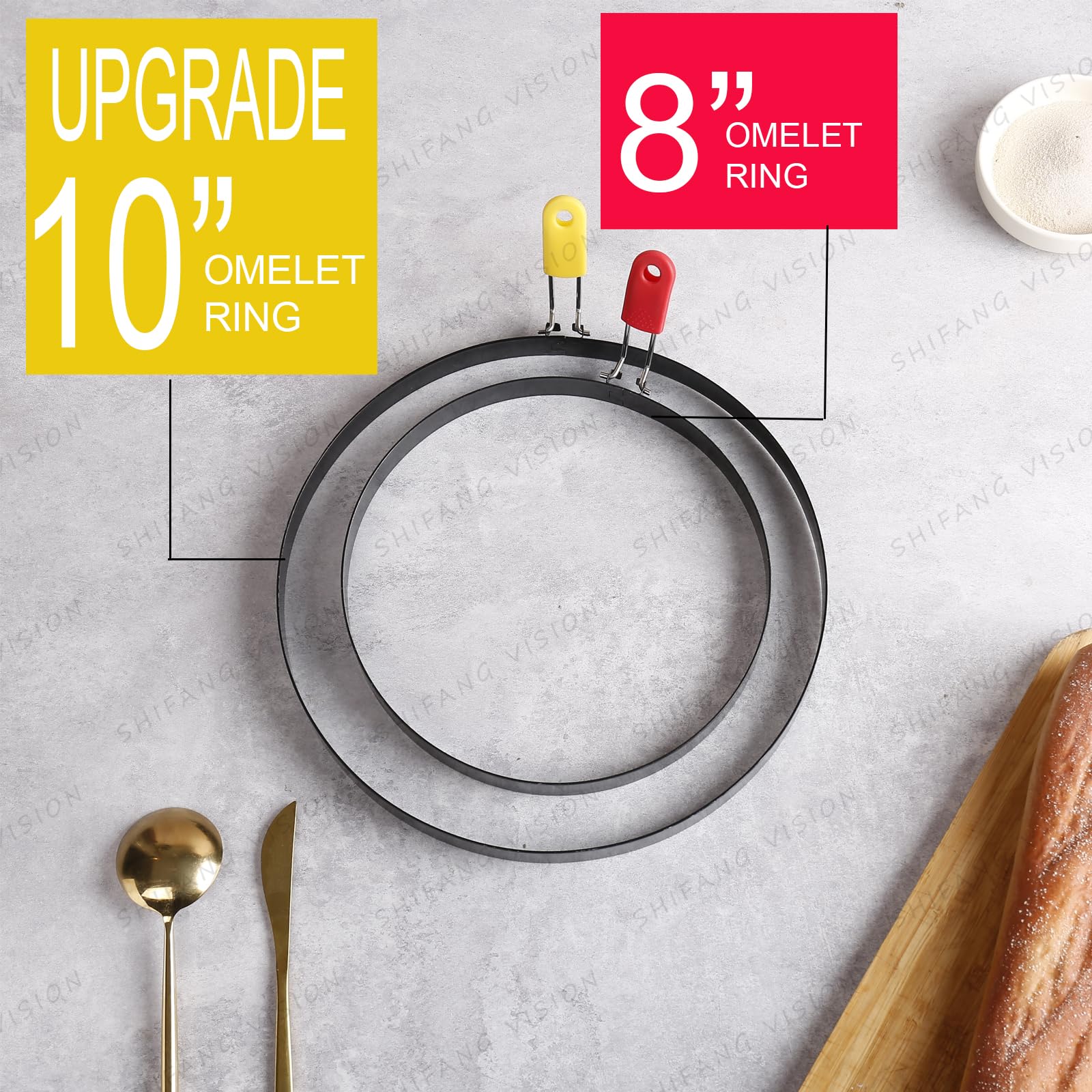 Extra Large 10 Inch Omelette Ring for Griddle, Stainless Steel 10" Griddle Omelet Rings,Non-Stick Pancake Round Creps Ring Omelet Pancake Ring Crumpet Ring with Silicone Handle Accessorries (1 Pack)