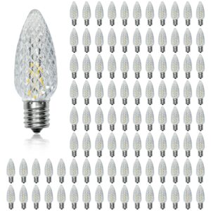 100 pack c9 christmas lights led replacement bulbs, shatterproof & waterproof plastic c9 led bulbs for outdoor string lights, e17 base, 0.6w equivalent to 7w, 2700k, 50 lumens holiday decoration