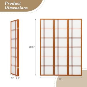 Athena Collection 3 Panel Room Dividers, 5.9ft Square Grid Partition Room Divider, Folding Wood Privacy Screen Freestanding Room Separation Wall Divider for Bedroom Home Office, Brown