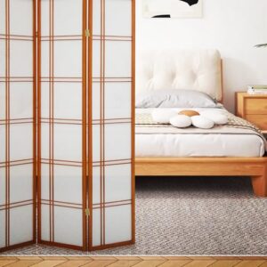 Athena Collection 3 Panel Room Dividers, 5.9ft Square Grid Partition Room Divider, Folding Wood Privacy Screen Freestanding Room Separation Wall Divider for Bedroom Home Office, Brown