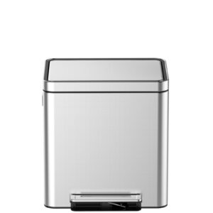 gaomon 30 l/8 gallon trash can with lid, rectangular trash can, fingerprint proof stainless steel pedal trash can with removable inner bucket, step trash bin, dual garbage cans for kitchen