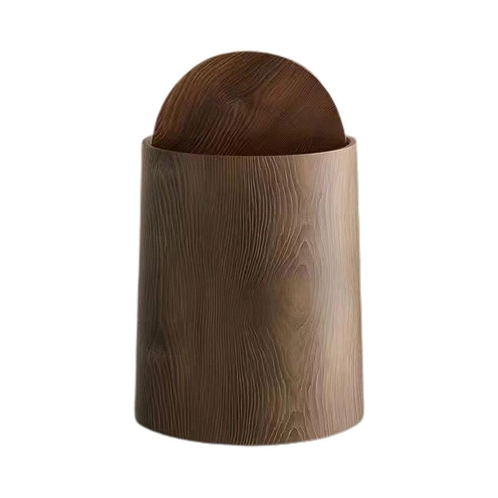 Bathroom Trash Can, Household Trash Can with Swing Lid, Wood Grain Trash Can for Office and Bedroom, with Removable Interior Waste Bucket