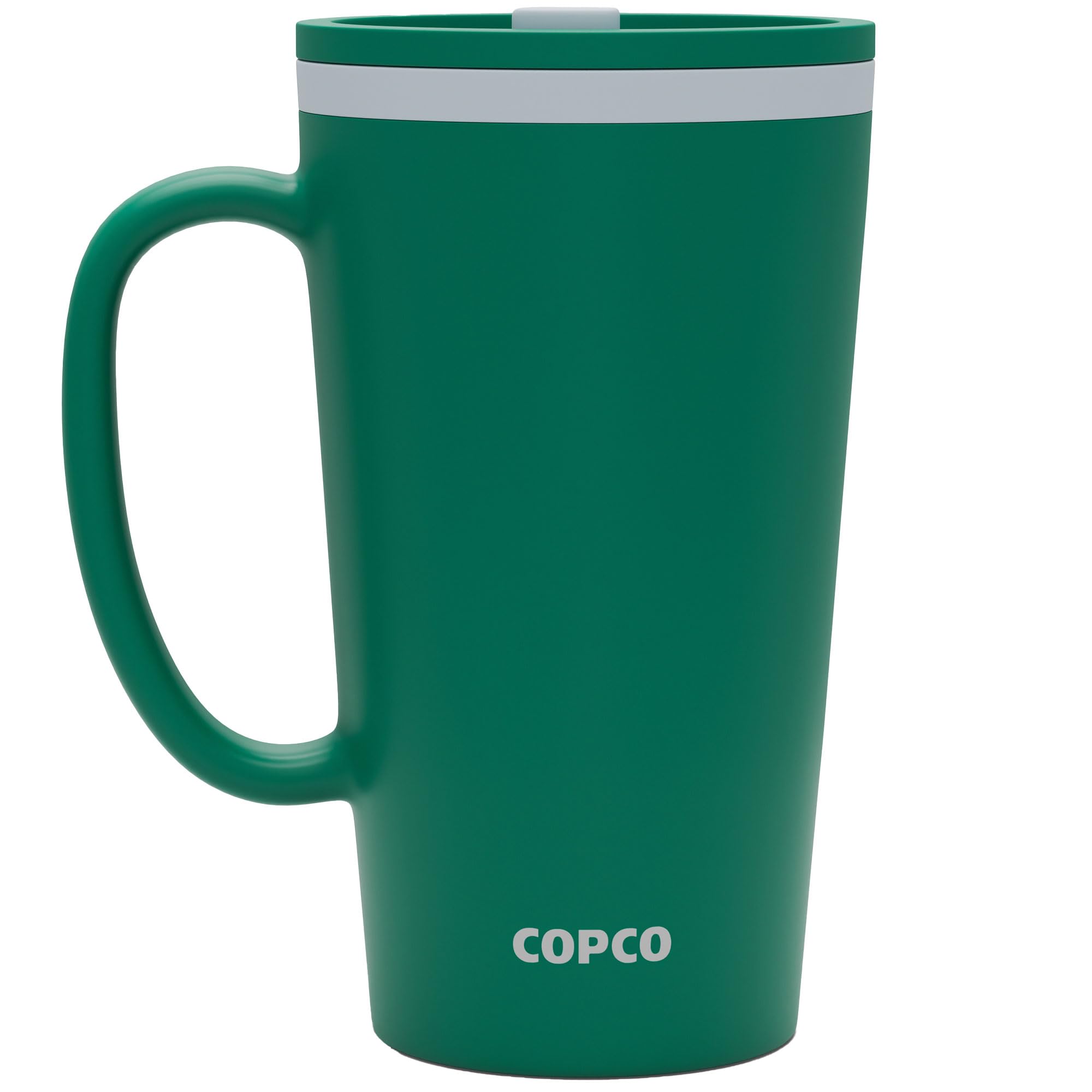 Copco Cone 16oz Insulated Travel Mug with Handle, Double Wall, Slide-Closure Lid, BPA-Free, Microwave & Dishwasher Safe, Reusable Plastic Travel Coffee Tumbler - Portable Coffee Cup (Hunter Green)