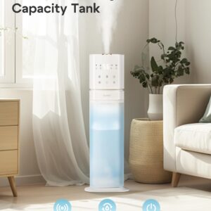 AILINKE Humidifier Large Room, 2.1Gal/8L Humidifiers for Bedroom with Extended Tube, Large Humidifiers 1000 sq.ft. Whole House Cool Mist Humidifier with Night Light, School/Office/Warehouse, White