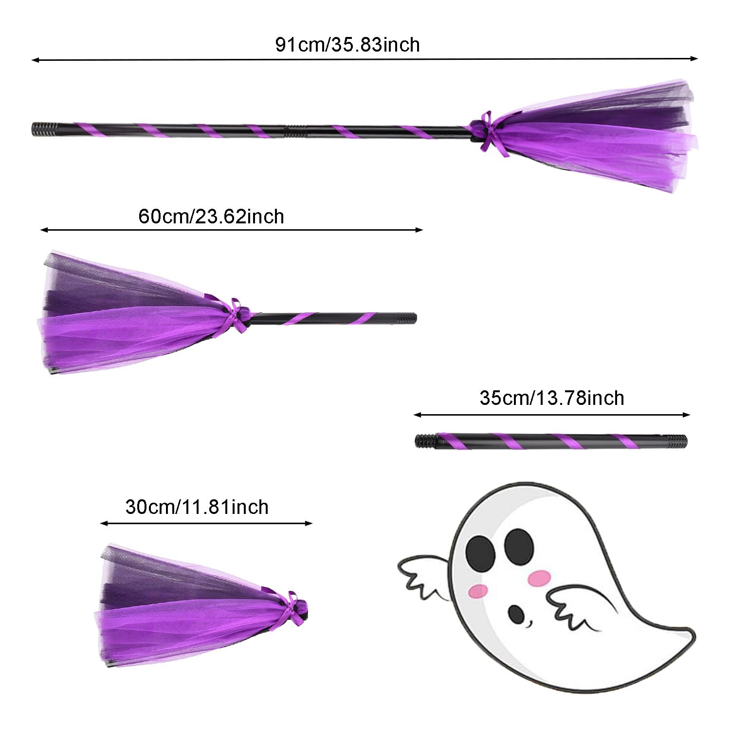 Reicyfang Halloween Witch Broom, Witch Broomstick Costume Accessories, Witch Broomstick Cosplay Broom Props, Halloween Witch Decoration Props, Realistic Wizard Flying Broom Stick Accessory (Orange)