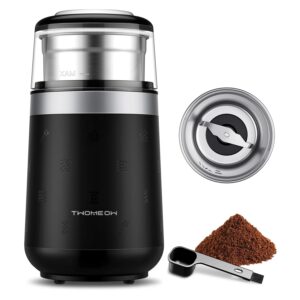 twomeow coffee grinder, one touch spice grinder electric, espresso grinder, coffee bean grinder with removable stainless steel bowl, grain mills for spices, herbs, nuts, black