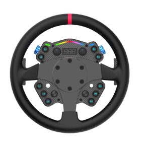 cammus racing simulator steering wheel c12, leather steering wheel cover + multifunction controls, real force feedback, magnetic paddle shifters, pc high performance operation - black