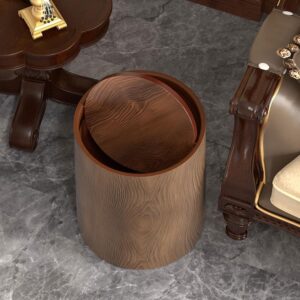 Bathroom Trash Can, Household Trash Can with Swing Lid, Wood Grain Trash Can for Office and Bedroom, with Removable Interior Waste Bucket