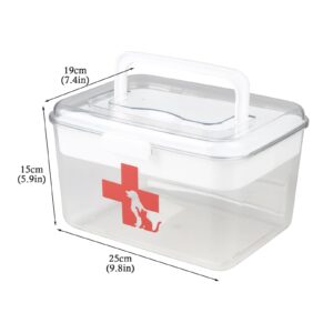 Brabtod 2 Layers Dog First Aid Kit box,Large First Aid Kit Bin,Medic Box for Dog Cat,Empty First Aid Box,Medicine Organizer with Built in Handle,Family or Dog Travel Camping Emergency Tool Set