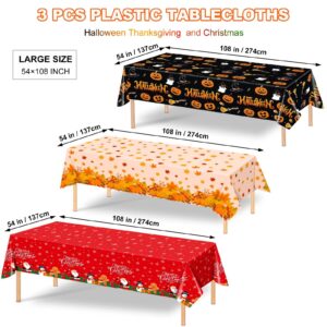 Thanksgiving Tablecloth Rectangle 54" x 108" Plastic Fall Table Cloth Disposable Camping Halloween Christmas Table Cover Decorations Cute Indoor Outdoor Waterproof Birthday Party Supplies Decorations