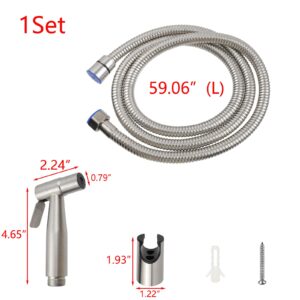 Risbay 1Set Silver Stainless Steel Bathroom Bidet Sprayer Set Handheld Sprayer Kit Handheld Toilet Bidet Sprayer