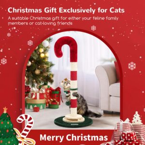 Globlazer Xmas32 Christmas Cat Scratching Posts for Indoor Cats Adults, 32 inch Xmas Cat Scratching Post Cat Scratcher Sisal Large Cat Scratching Post with Modern Wooden Ball Tracking Interactive Toys