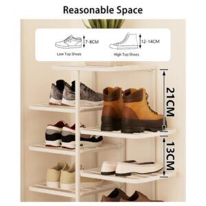 YYW Vertical Shoe Rack- Metal Narrow Shoes Shelf- 2 Rows Small Corner Shoe Storage Organizer for Entryway, Closet, Bedroom, Hallway (6 tiers - matte black)